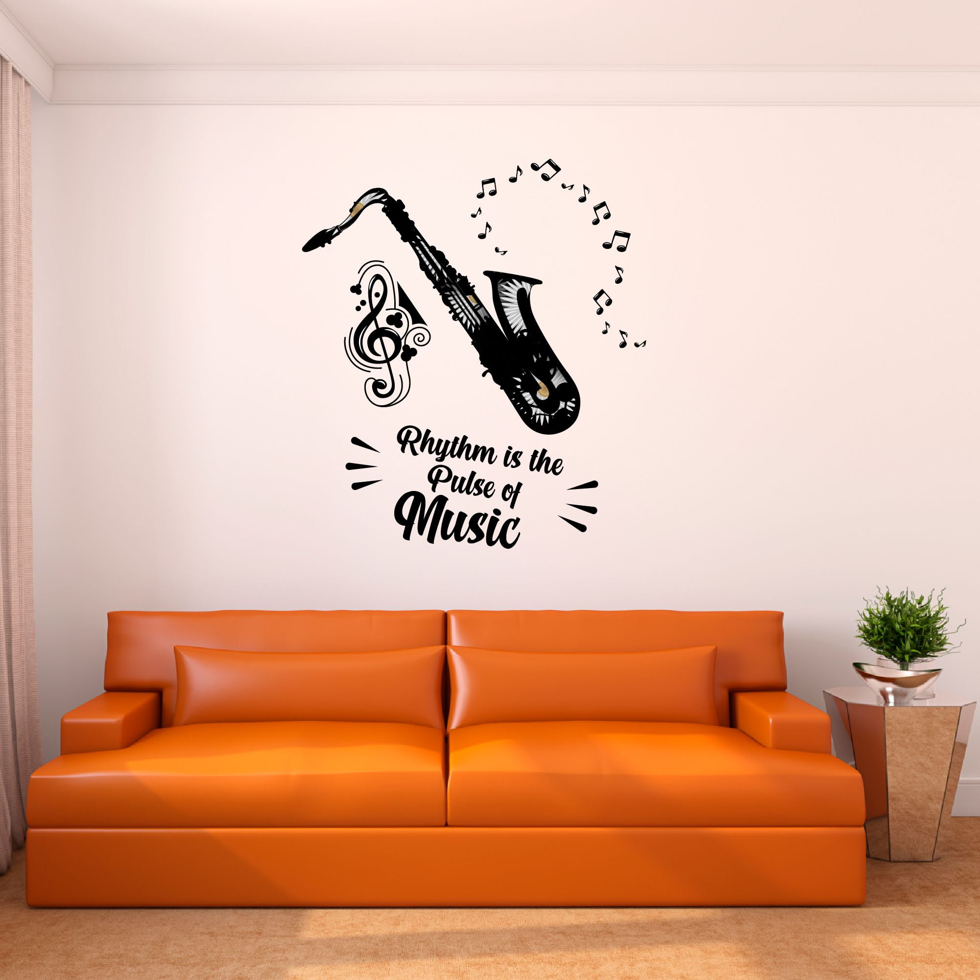 Music Wall Decal Saxophone Dynamic Musical Instrument Bedroom Wall ...