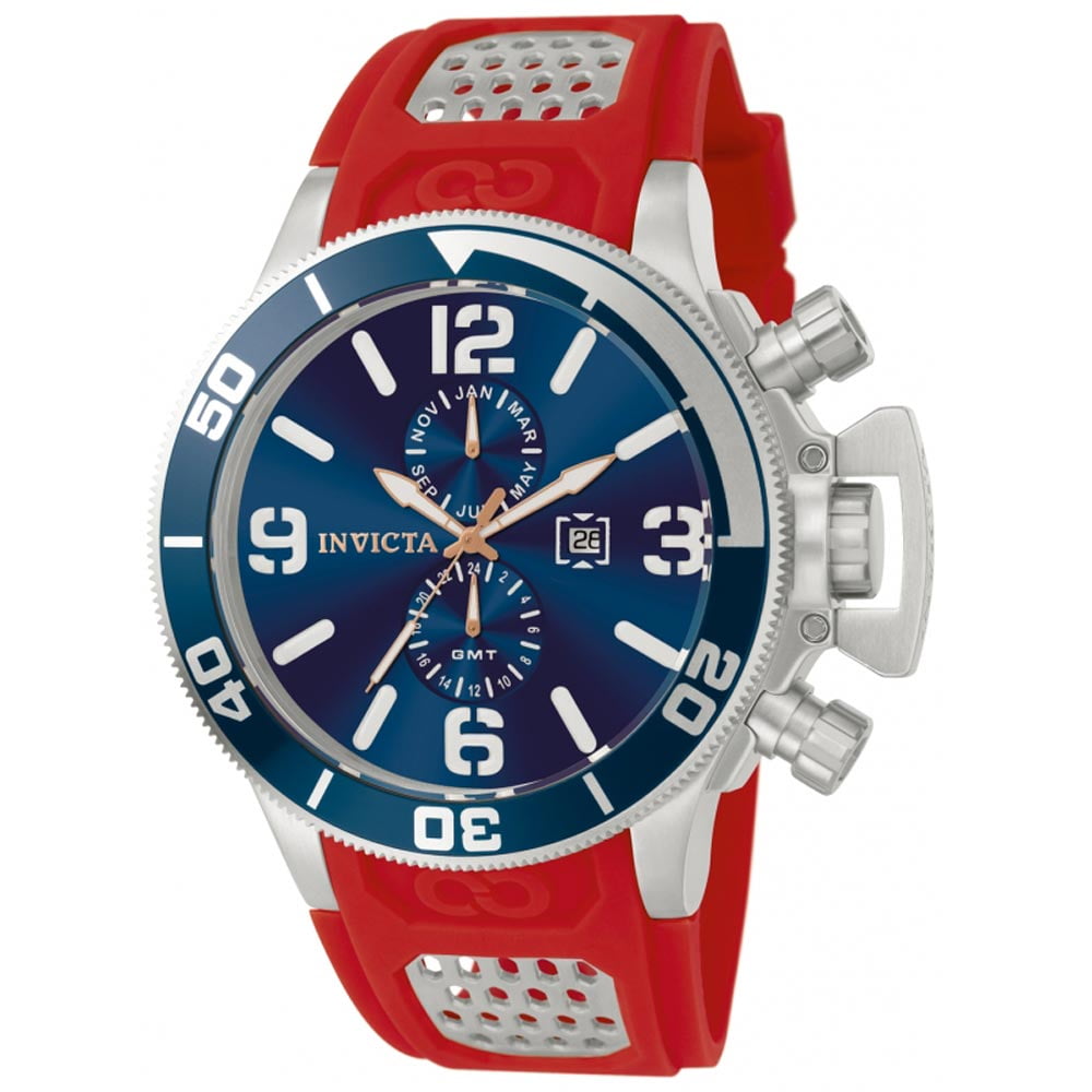 Invicta Men's 80311 Corduba Blue Dial Red Rubber Strap Dive GMT Watch ...