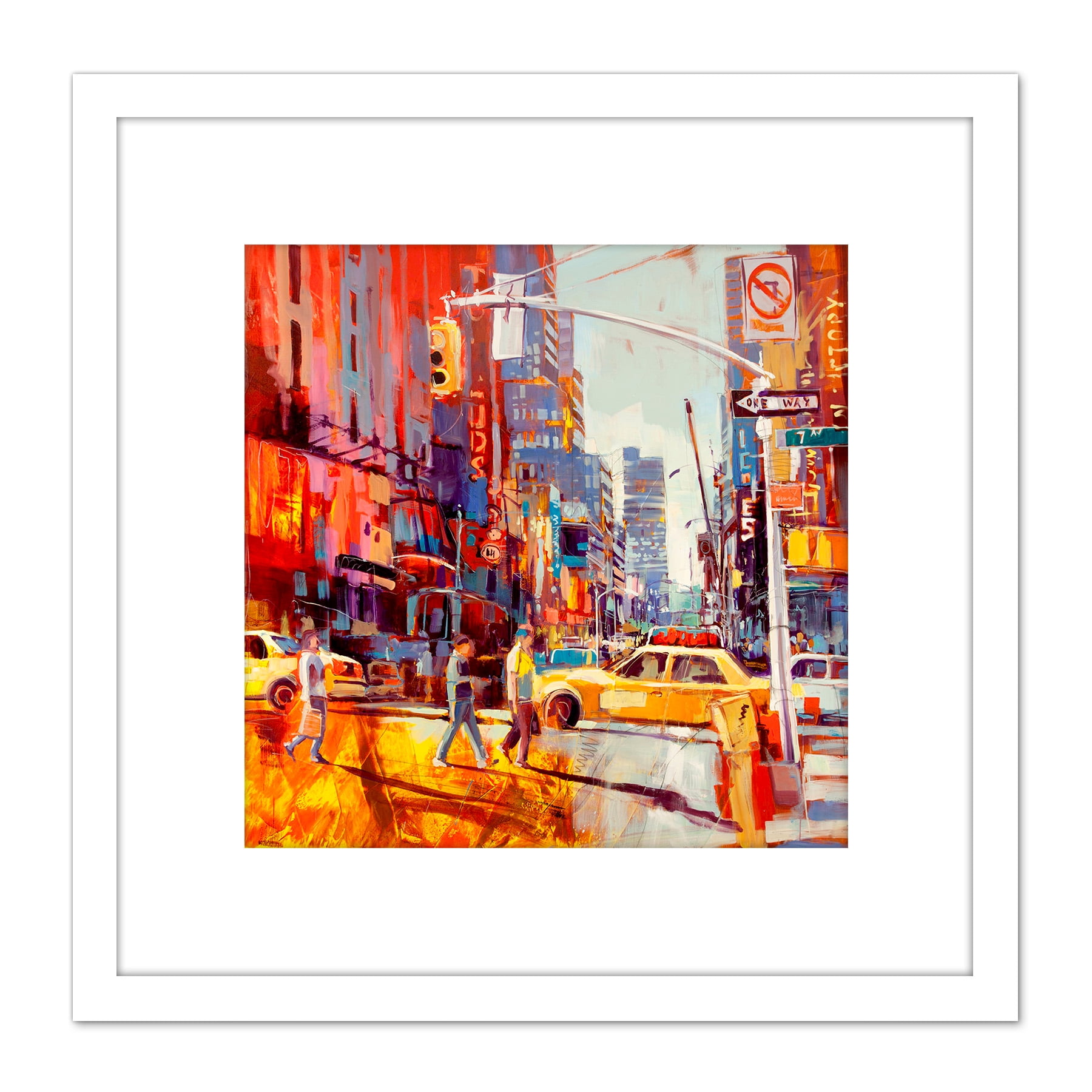 Voka New York 7th Avenue Acrylic Painting 8X8 Inch Square Wooden Framed ...