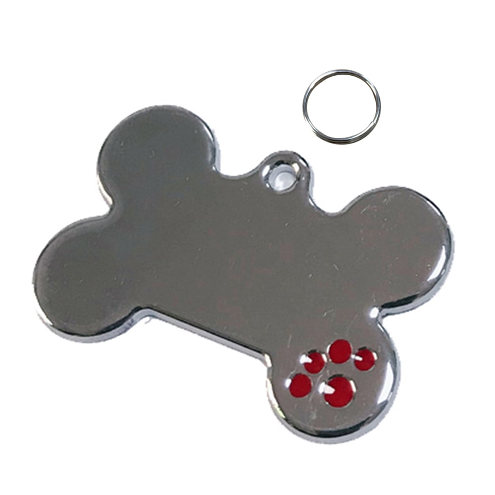 SSBSM Cute Bone Shape Dog Tag Metal Ring - DIY Engraved ID Name Collar ...