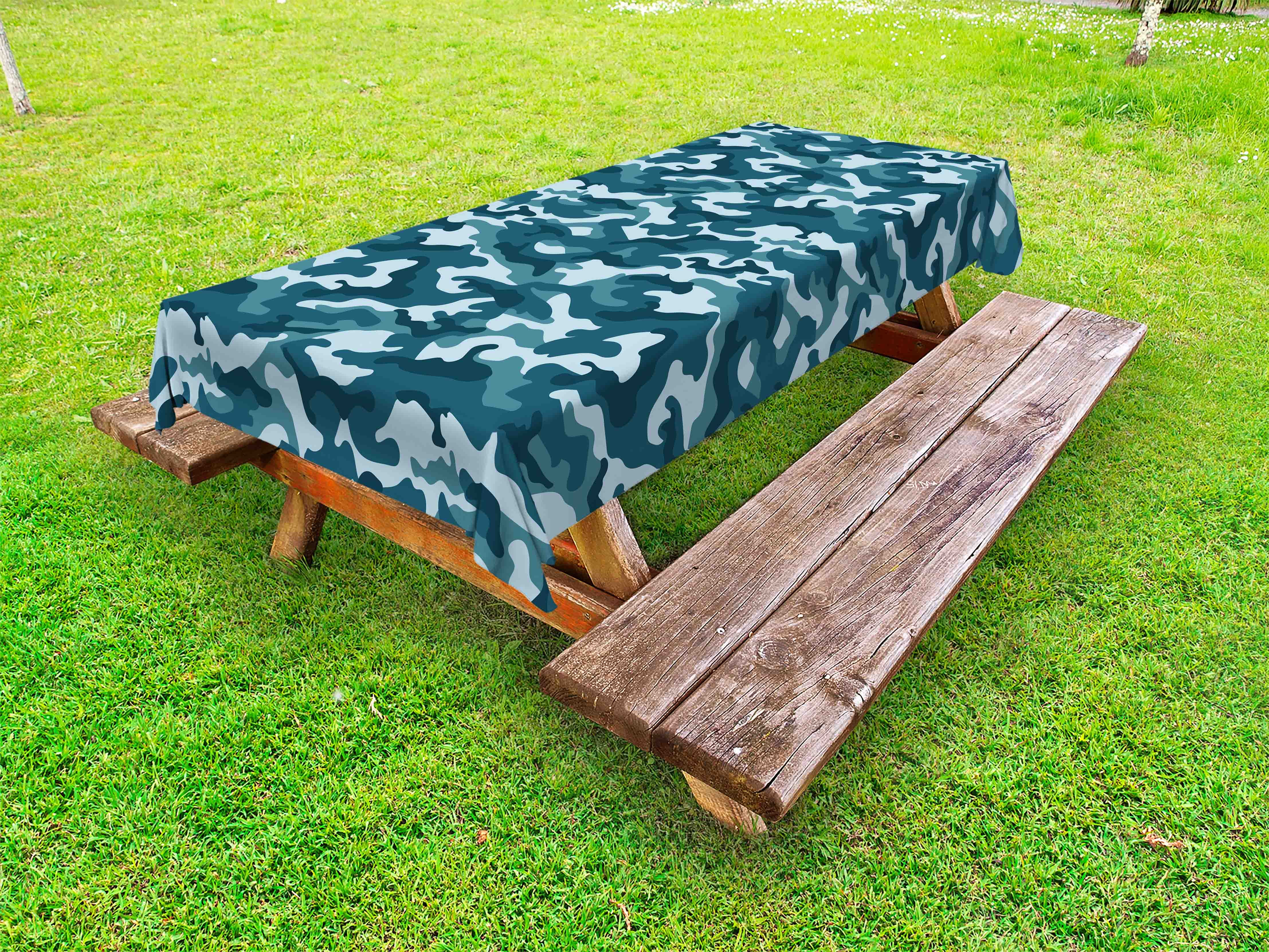 Camo Outdoor Tablecloth, Camouflage Theme in Oceanic Colors Sea Water ...