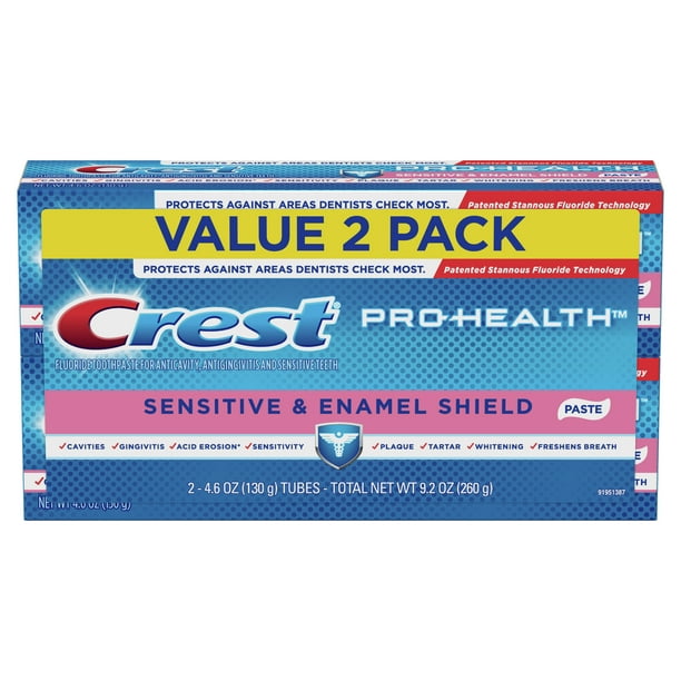 Crest Pro Health Sensitive, Enamel Shield Toothpaste, Mint, 4.6 oz, 2 ...
