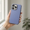 Blue Gray Polka Dot Tough Phone Case for iPhone 17 16 15 14 13 12 11 ...