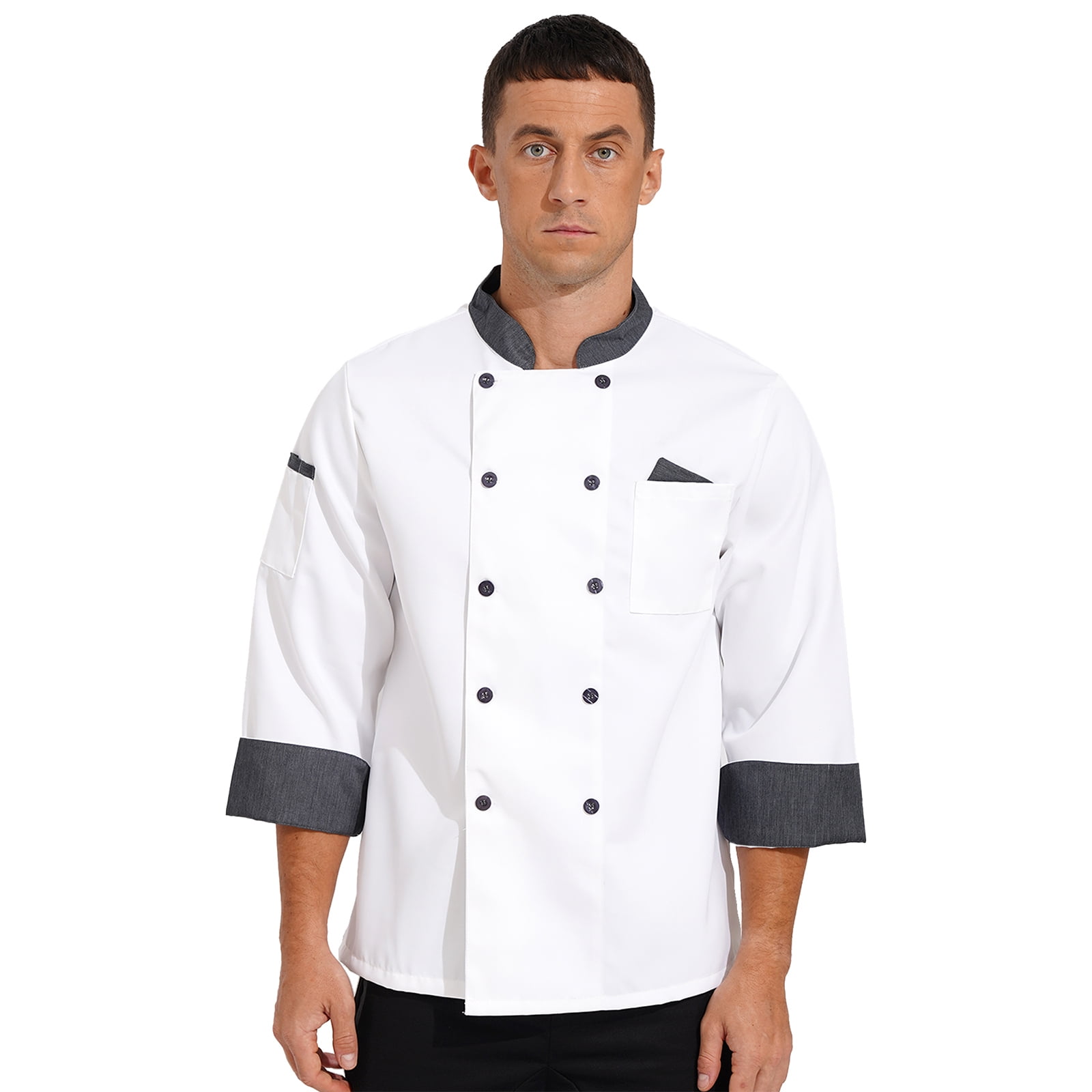 MSemis Men 3/4 Sleeve Chef Jacket Breathable Chef Coat Uniform for Food ...