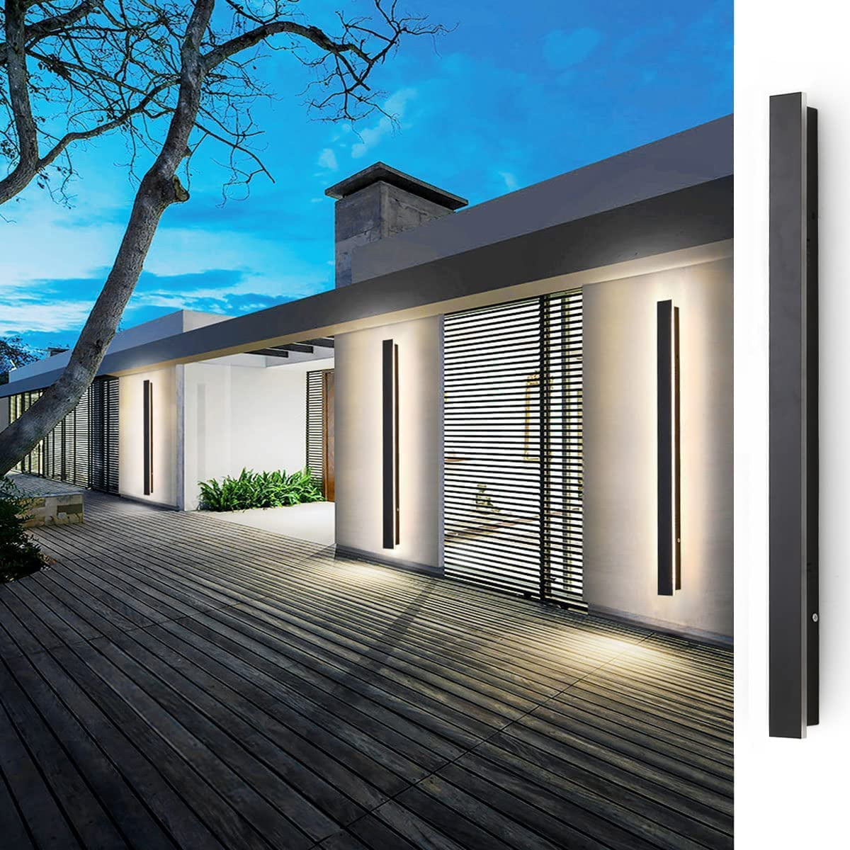 LED Wall Lamp Outdoor Modern Waterproof IP67 Porch Garden Long Wall ...