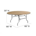 (5 PACK) 66'' Round Birchwood Folding Banquet Table with Metal Edges ...