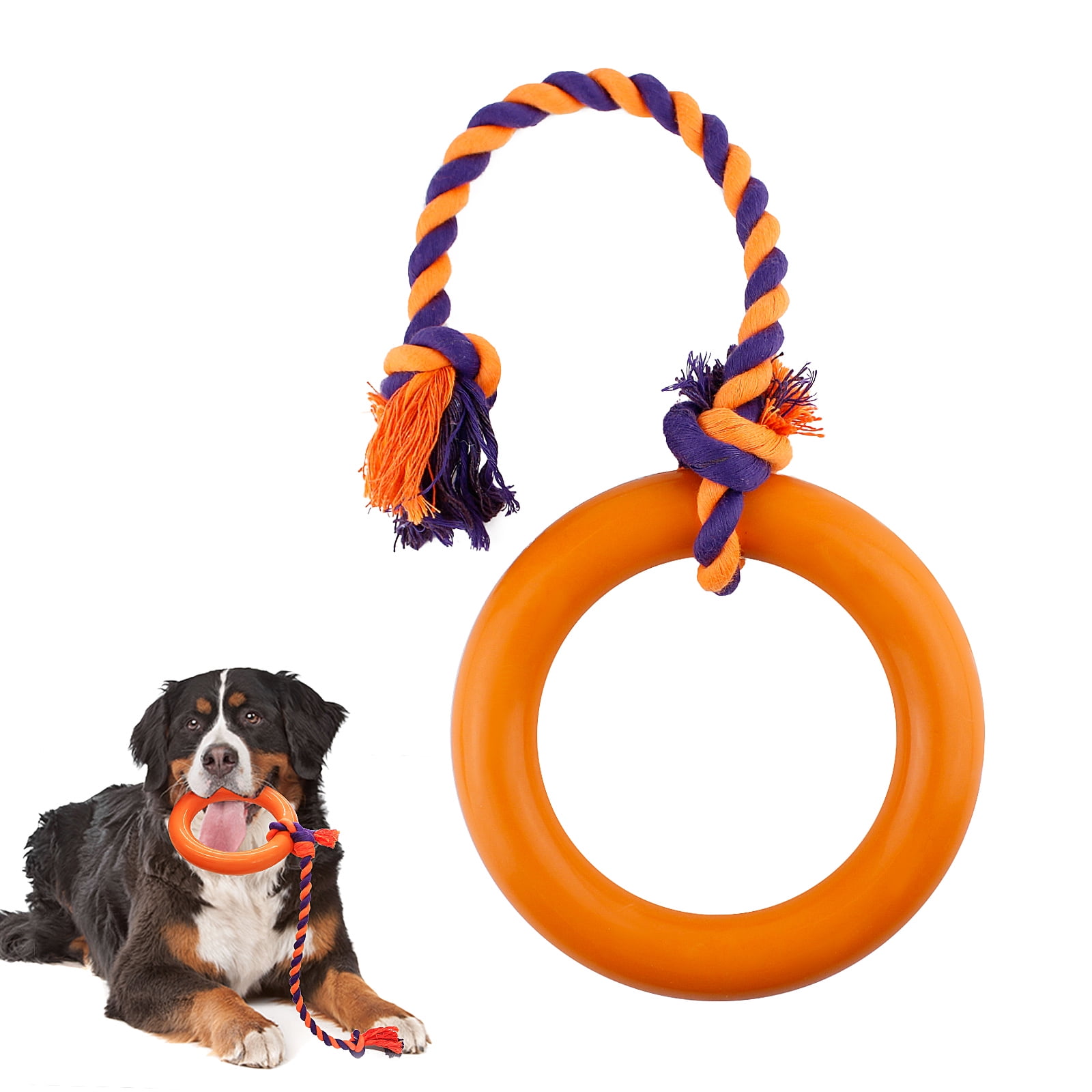 NAMSAN Dog Rubber Ring with Rope Durable Dog Chew Toy Non-Toxic ...