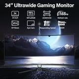 Gawfolk 34 Inch Curved 165hz Gaming Monitor, 1500R,21:9 Wide High Resolution 3440x1440 UWQHD ...