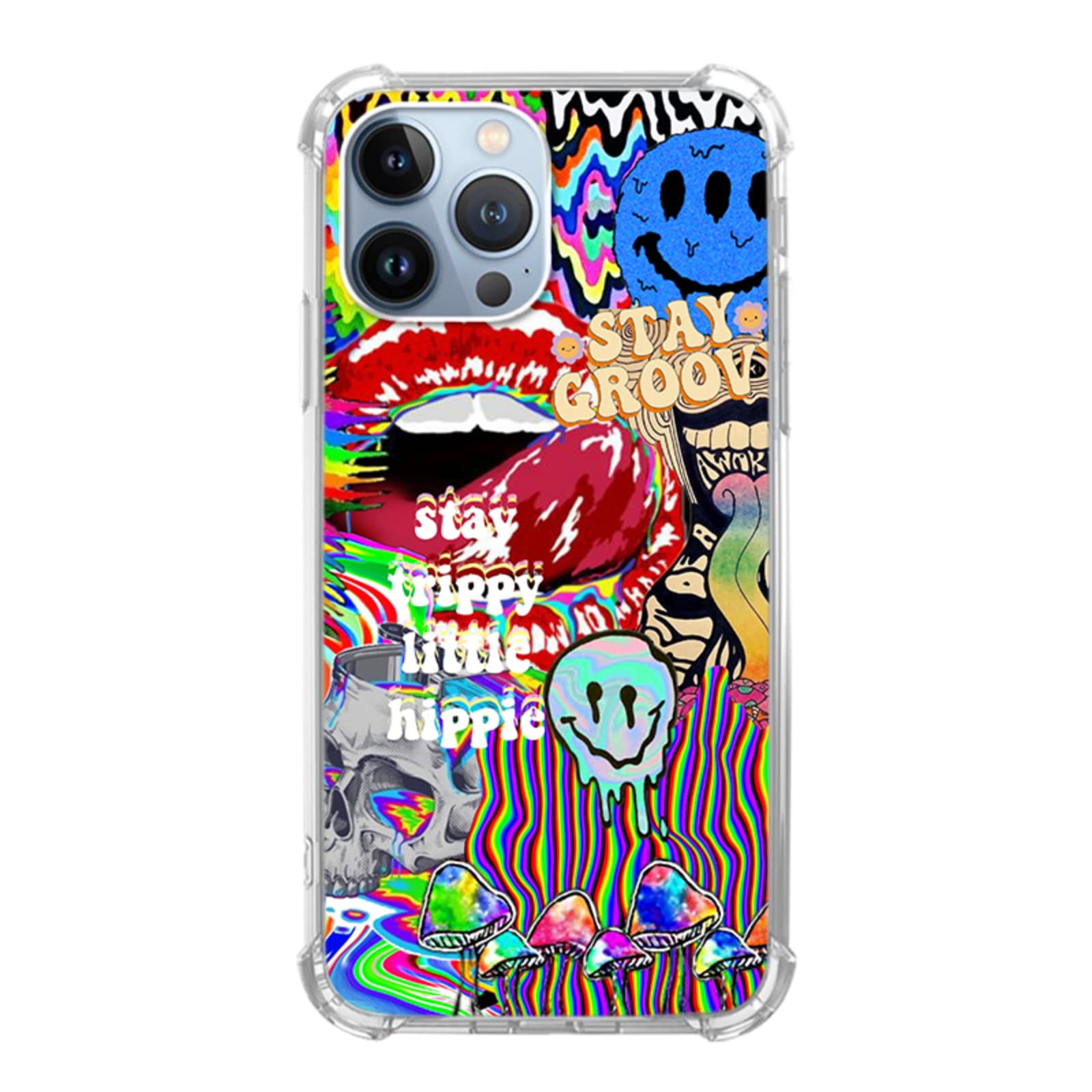 Trippy Psychedelic Collage Case for iPhone 14 Pro Max,Aesthetic Art Design TPU Bumper Cover Case ...