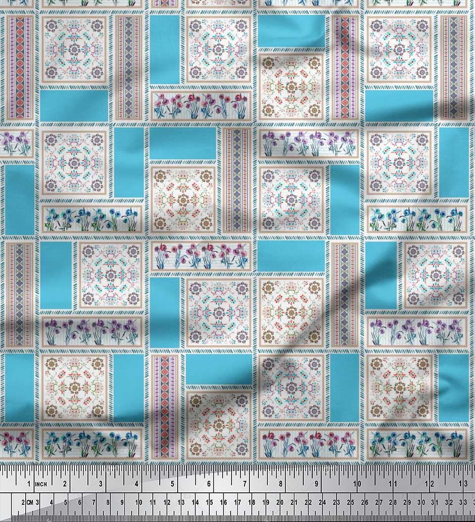 Soimoi Velvet Fabric Floral & Mandala Patchwork Print Fabric by Yard 58 ...