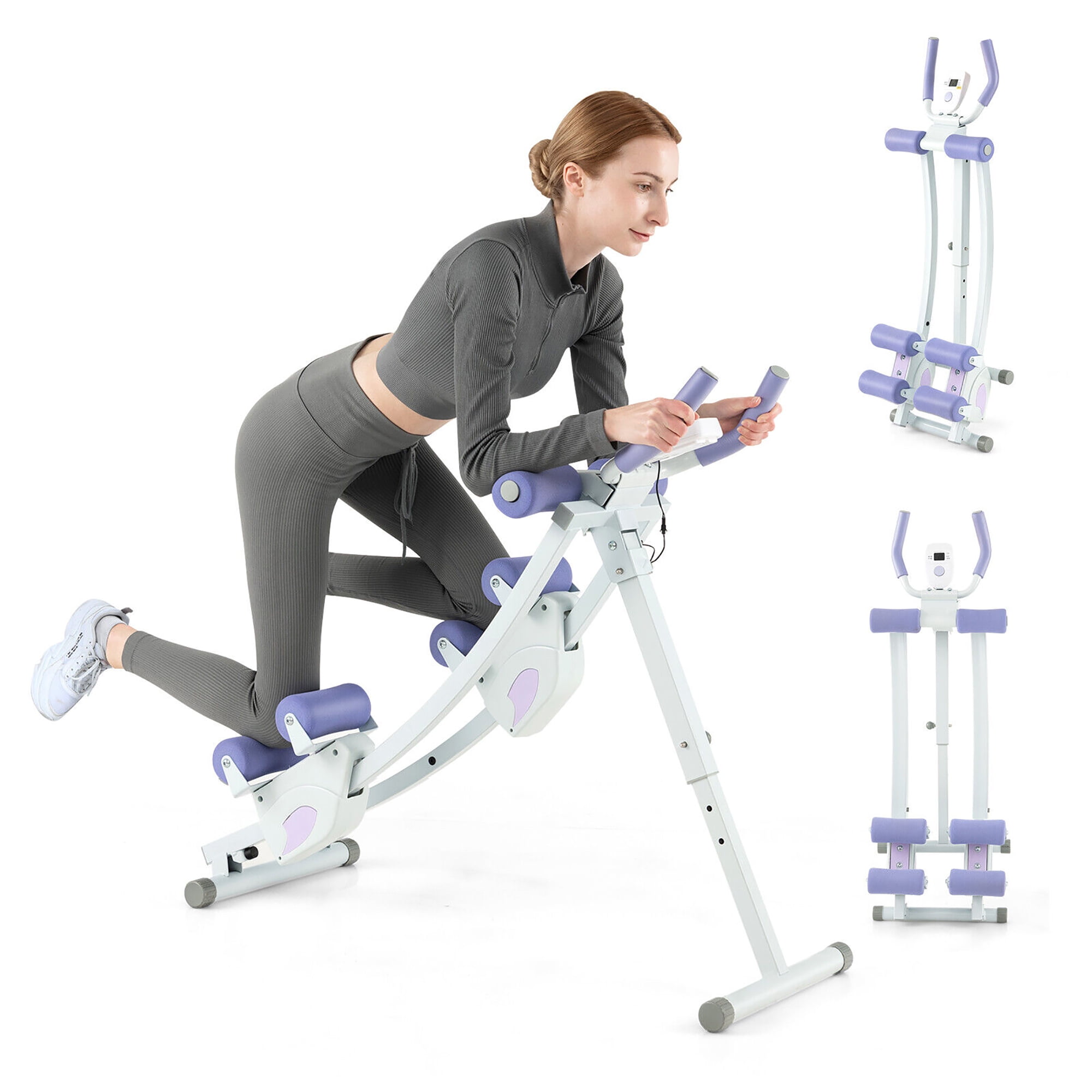 Gymax Ab Machine Foldable Core & Abdominal Workout Trainer Cruncher ...
