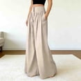 Cutuoiiu Women's Casual High Waist Wide Leg Pants Solid Color Cotton ...