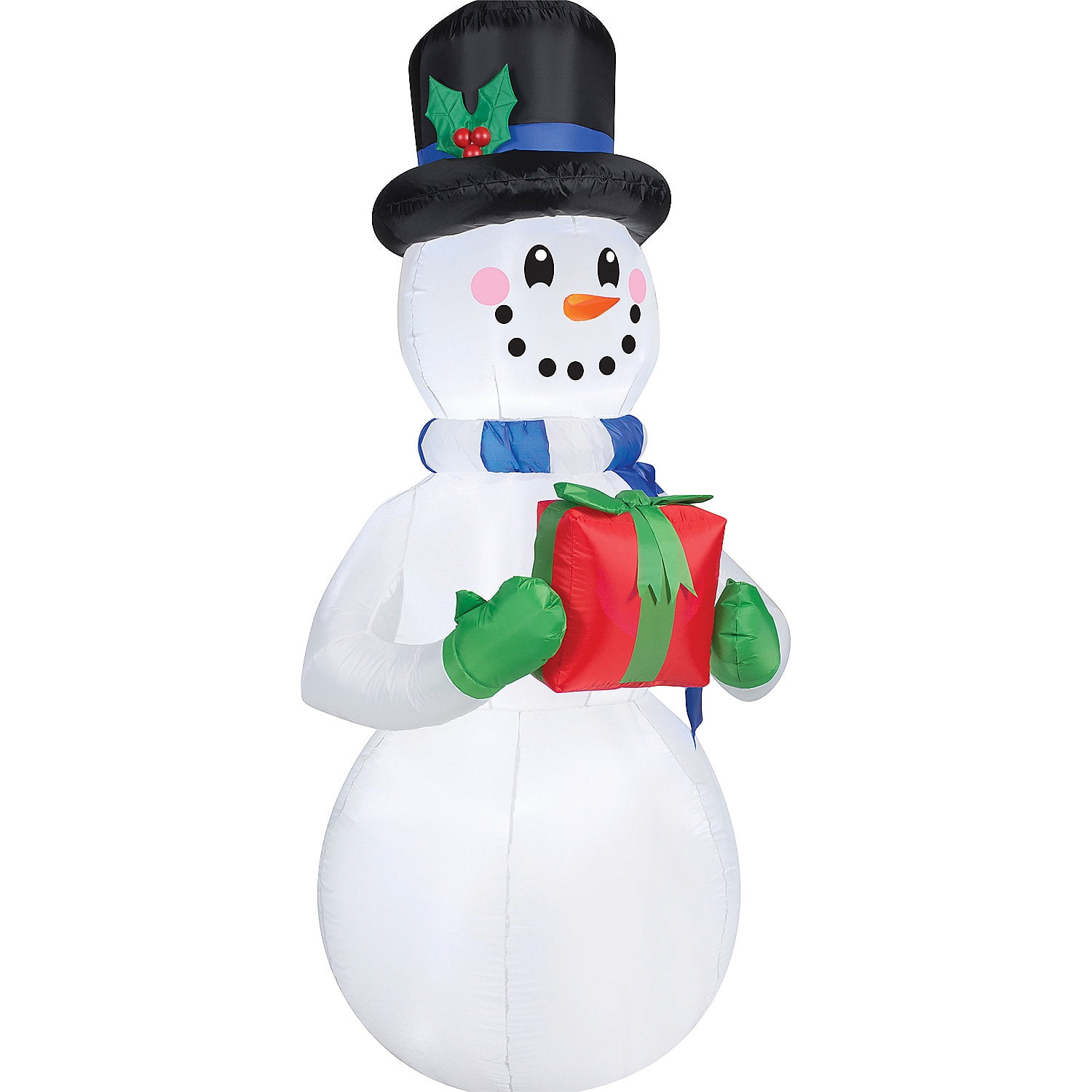 Gemmy Inflatable Snowman with Present LED Lighted Yard Decoration ...