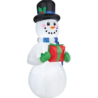 5ft Christmas Inflatables Snowman Outdoor Yard Decor with Rotating LED ...