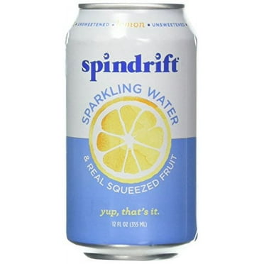 Spindrift Sparkling Water, Lemon Flavored, Made with Real Squeezed Fruit, 12 Fl Oz Cans, Pack of ...