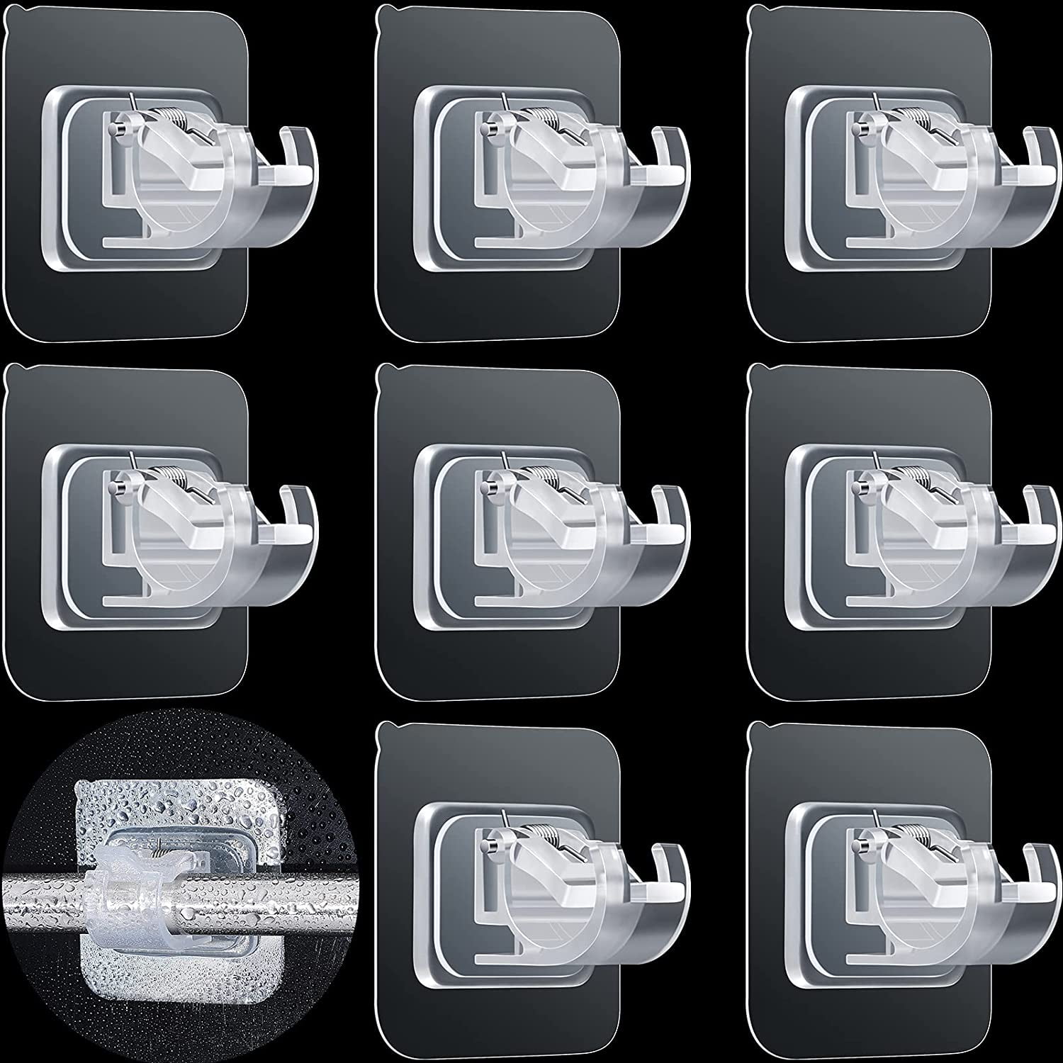 Self-Adhesive Curtain Hook No Drill Fixing Rod Holder Rod Bracket ...