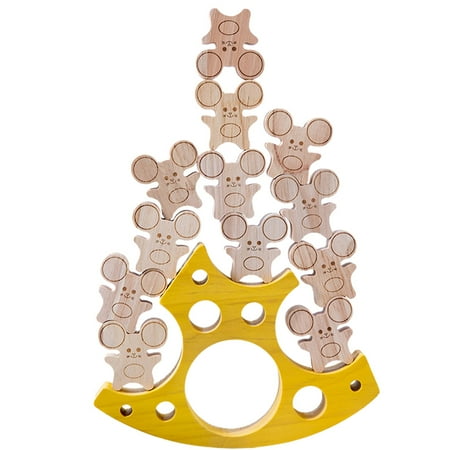 Mouse And Cheese Balance Educational Toys Wooden Stacking Building ...