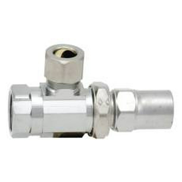 ANGLE STOP WITH LOCK SHIELD CHROME 1/2" NOMINAL COMP X 3/8" OD COMP ...