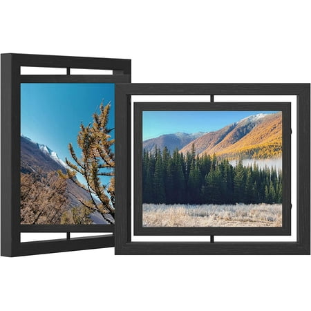 8x10 Picture Frame, Floating Picture Frames Set of 2, Rotating Multi ...