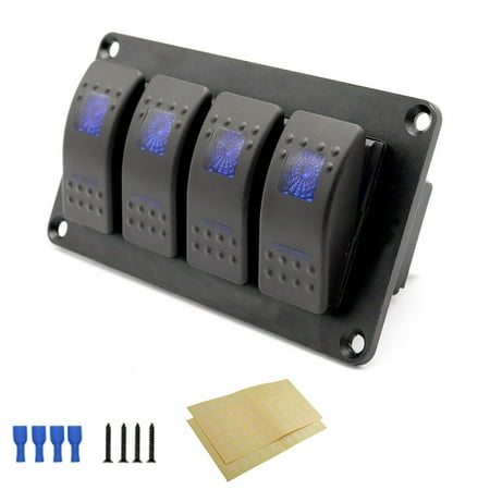 4 Gang 5 Pin Rocker Switch Panel, Waterproof On-Off Backlit Toggle ...