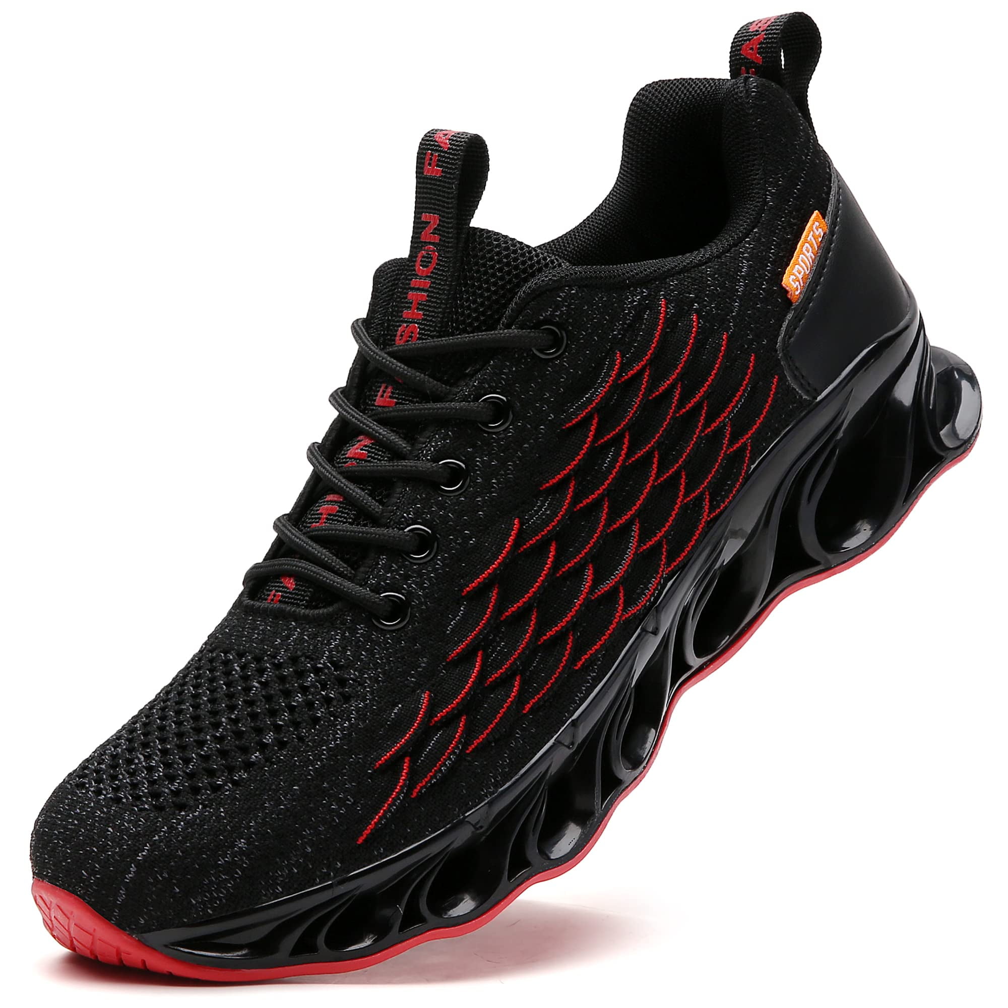 Zapatillas de tenis Wanhee Athletic Running para hombre, negras y rojas ...