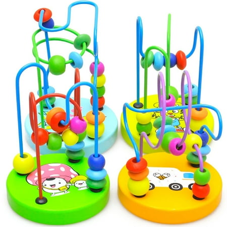 Wooden Fruits Bead Maze Roller Coaster Activity Cube Educational Abacus ...