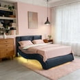 LHYY Faux Leather Upholstered Platform Bed Frame with led lighting ...