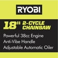 Ryobi 18inch Powerful 38cc 2-Cycle Gas Chainsaw with Heavy Duty Case ...
