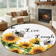 6ft Round Rug Sunflower Bee Area Rugs for Living Room Bedroom Washable ...
