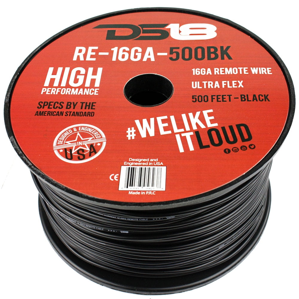 16 Gauge 500' Feet Black Primary Remote Wire 12V Auto Wiring Cable AWG ...