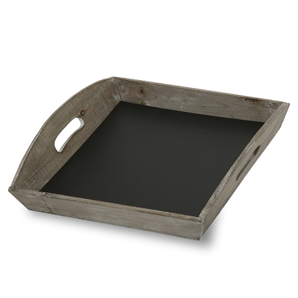 Small Square Wooden Tray with Chalkboard Bottom 12in - Walmart.com ...