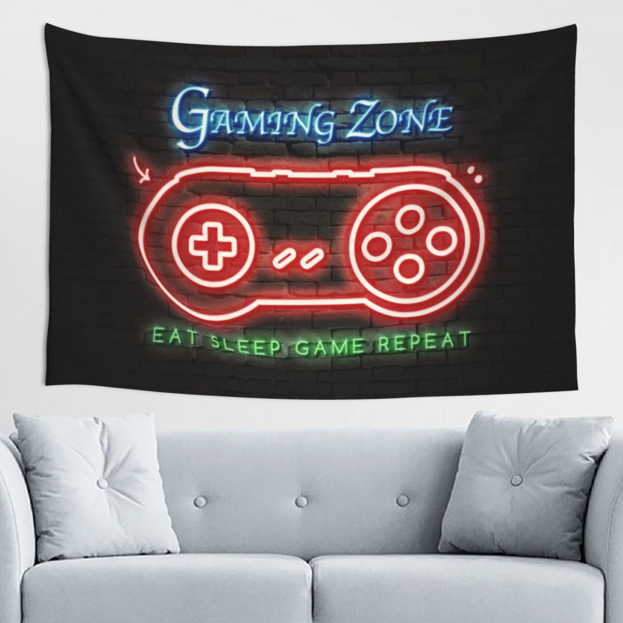 DouZhe Neon Cool Handle Gamer Zone Tapestry Modern Wall Hanging ...