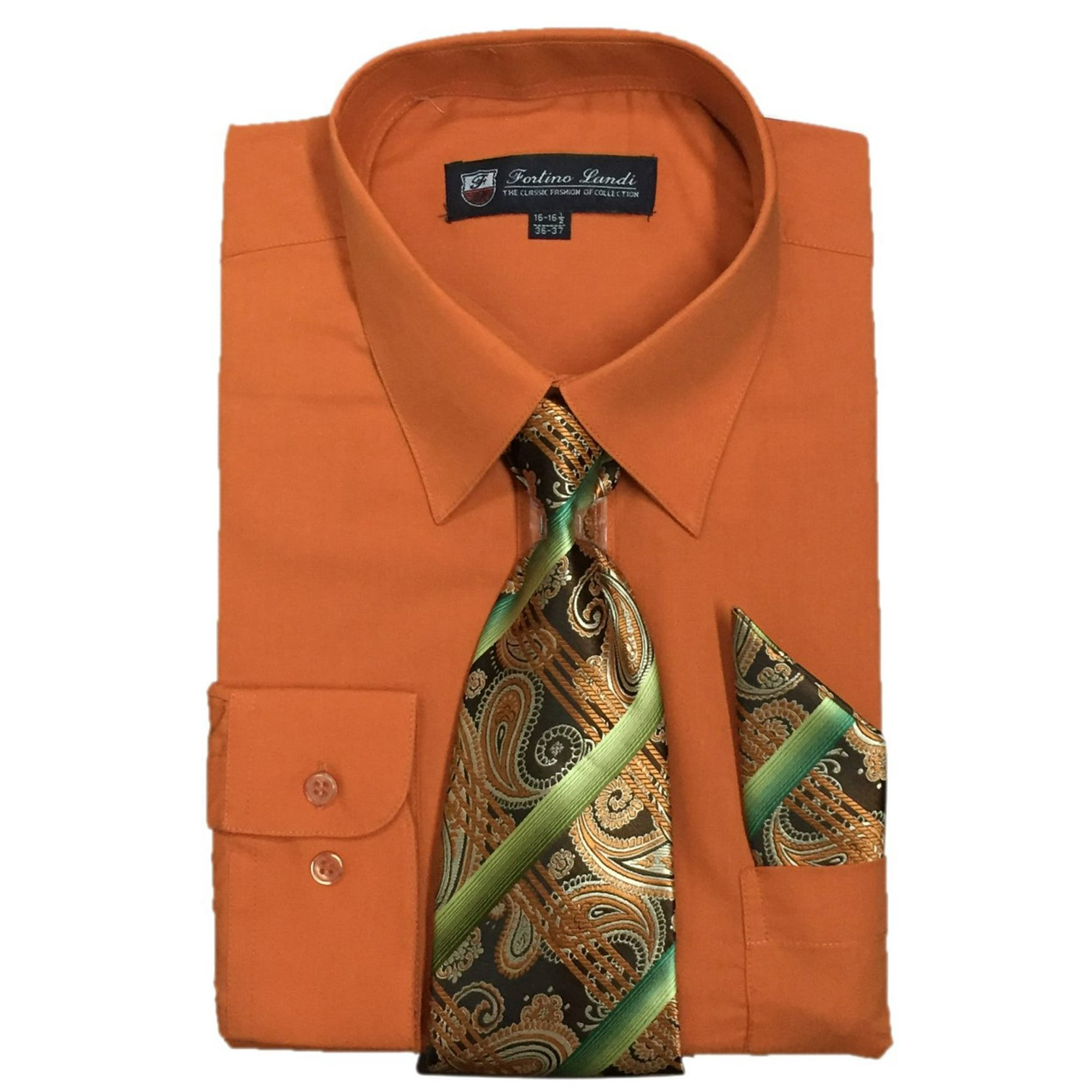 Click here for Fortino Landi Mens Long Sleeve Dress Shirt With Ma... prices