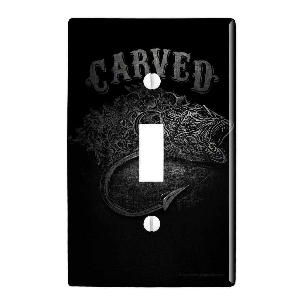 Carved Bass Fish Fishing Hook Plastic Wall Decor Toggle Light Switch ...