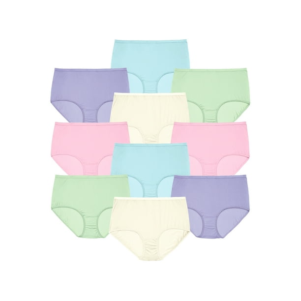 Comfort Choice Womens Plus Size Nylon Brief 10 Pack Underwear