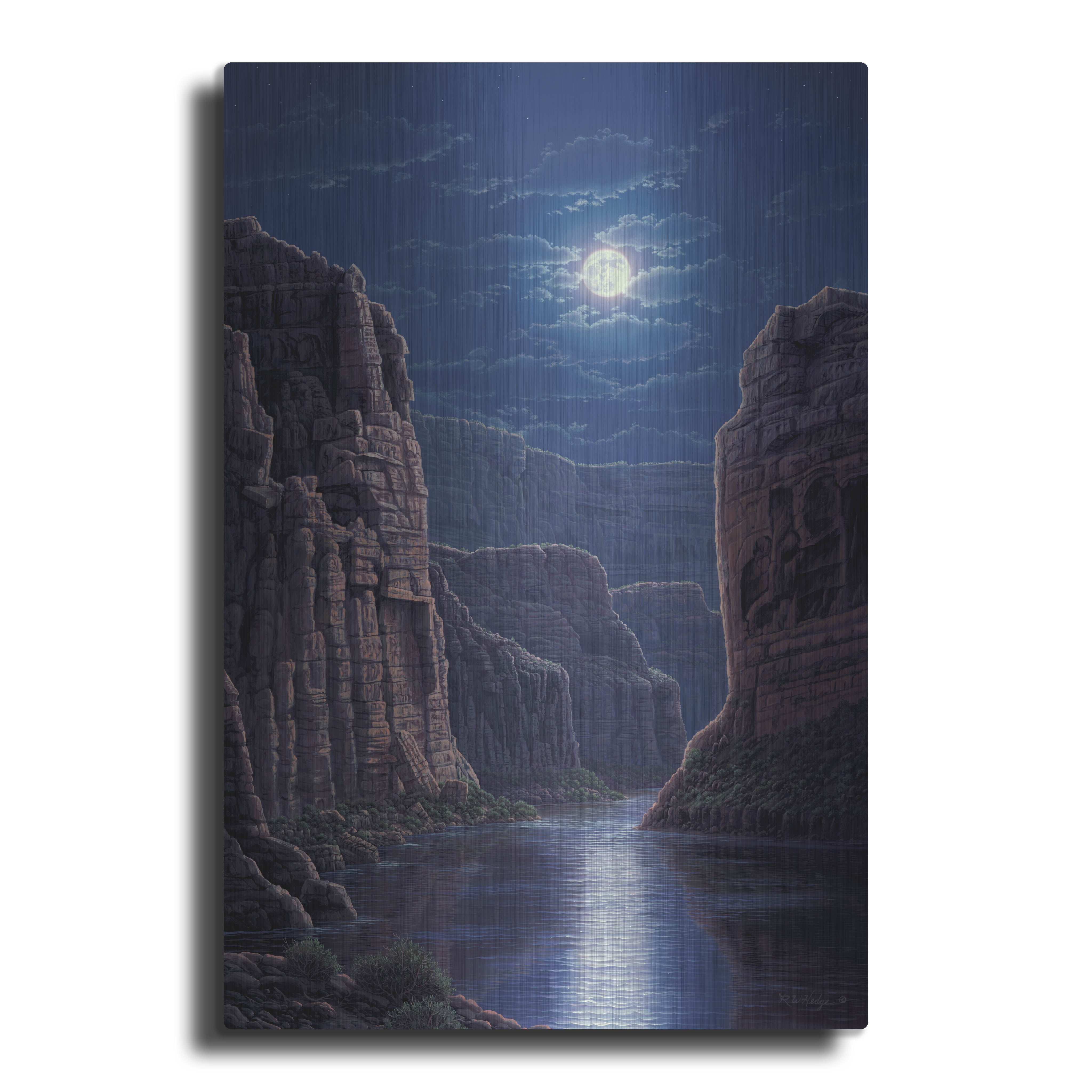 Luxe Metal Art 'Moonlit Pass' by R. Hed, Metal Wall Art, 24"x36 ...