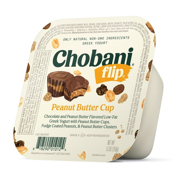 Chobani Flip Low-Fat Greek Yogurt, Peanut Butter Cup 5.3 oz - Walmart ...