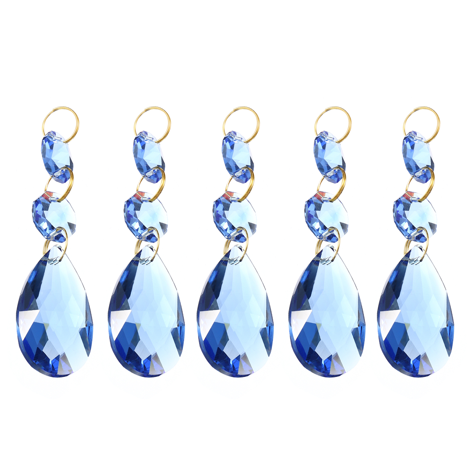 Uxcell 38mm Clear Crystal Teardrop with 14mm Octagonal Bead Light Blue ...