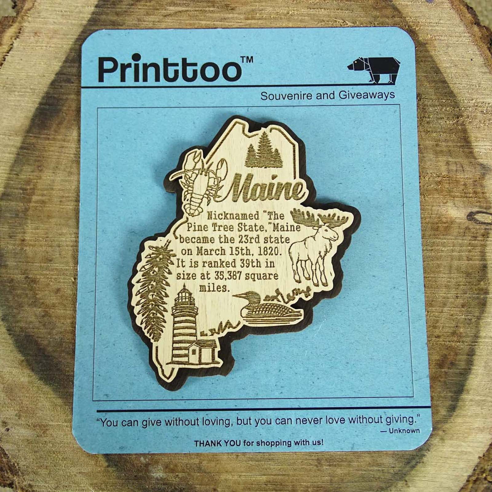 USA Maine State Map Wooden Magnet Souvenir Fridge Magnet Gift - Walmart.com