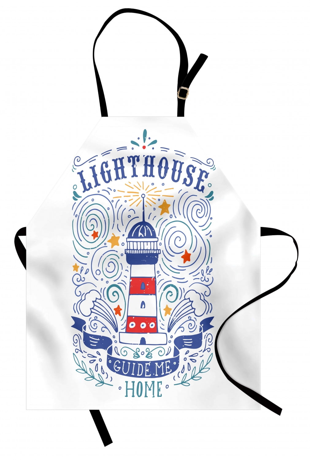 Lighthouse Apron Vintage Hand-Drawn Lighthouse Print Typography Stars ...