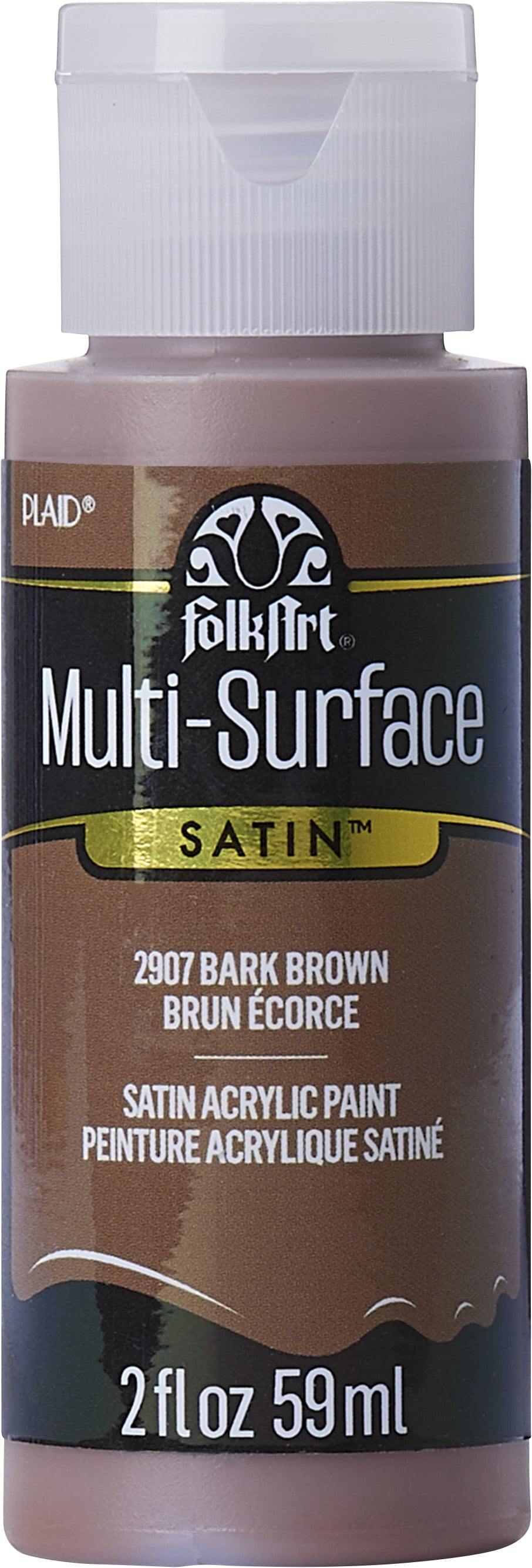 FolkArt Multi-Surface Acrylic Craft Paint, Satin Finish, Bark Brown, 2 ...
