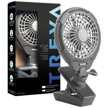 Treva 10 inch Battery Powered Portable 2 Speed Table Fan with Adapter ...
