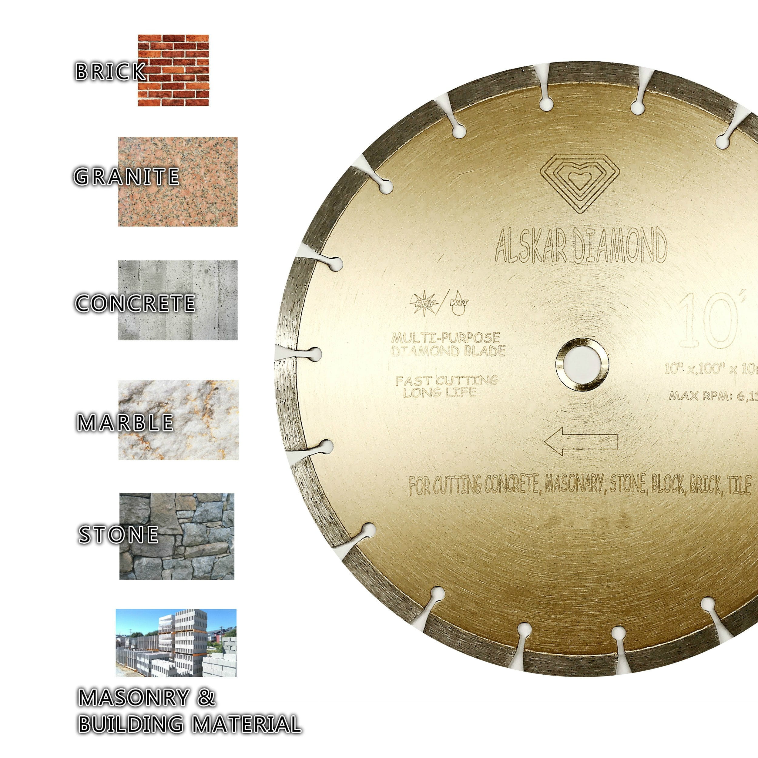 Alskar Diamond 10 inch Diamond Saw Blade Dry or Wet Cutting General ...