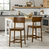 Walker Edison Minimalist Solid Wood Counter Stool, Set of 2, Walnut ...