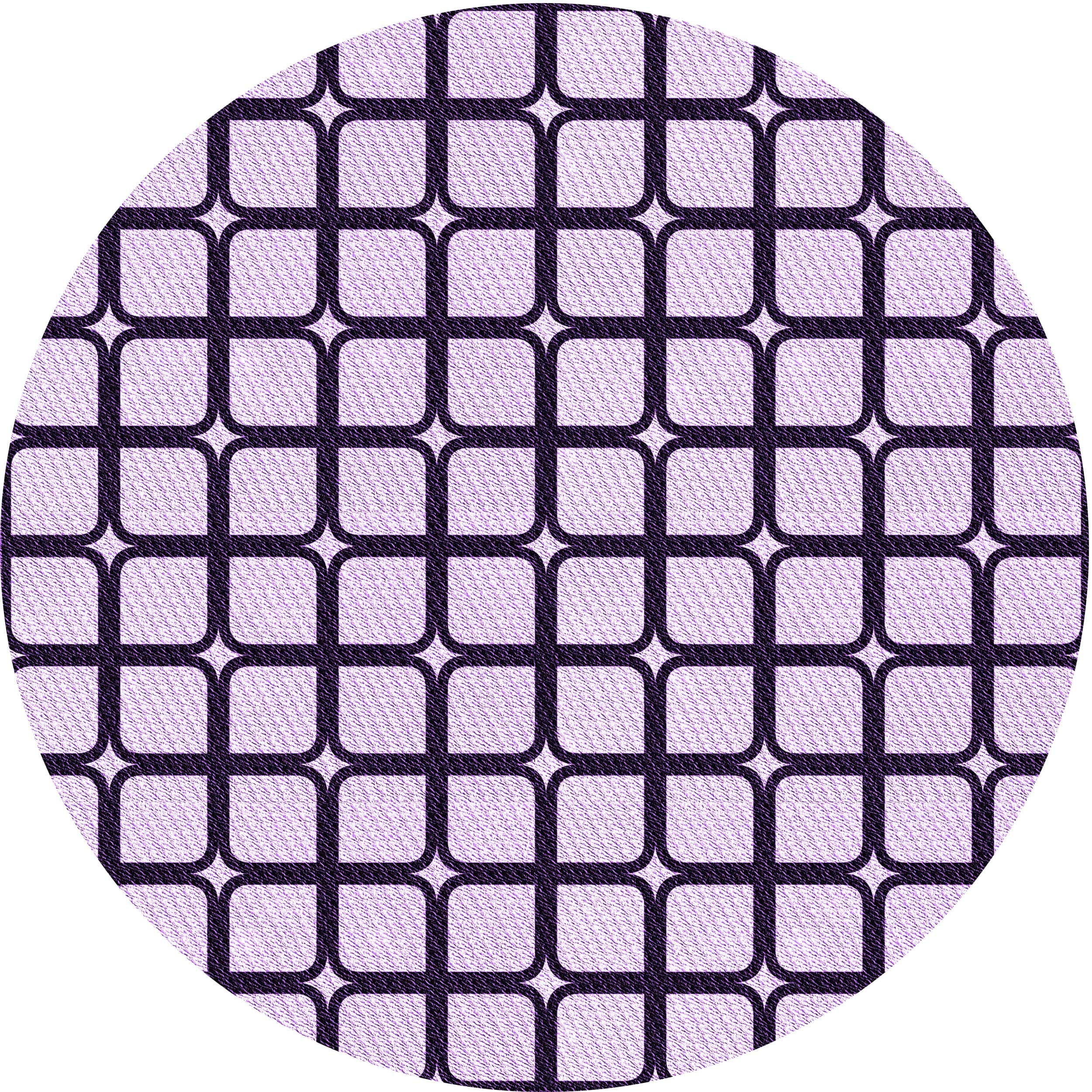Ahgly Company Indoor Round Patterned Rebecca Purple Area Rugs, 5' Round ...