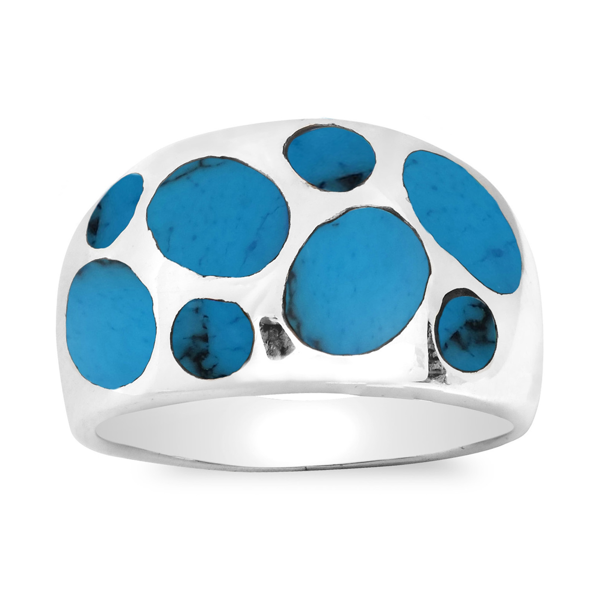 Modern Bubble Dot Dome Blue Turquoise Sterling Silver Ring for Female ...