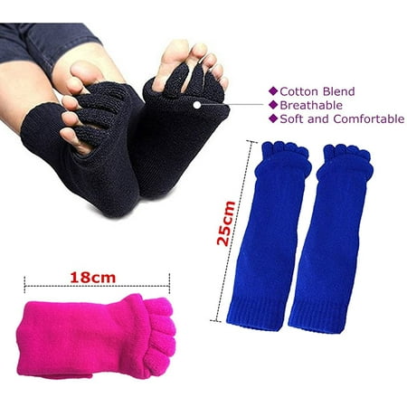 Toe Separator Socks, 3 Pairs Foot Alignment Socks Yoga GYM Massage ...