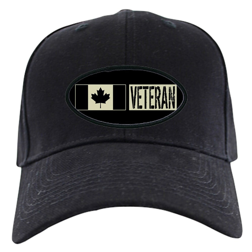 CafePress - Canadian Military: Veteran (Black Flag) Black Cap ...