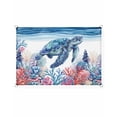 Blue Sea Turtles Sun Shade Sail 12'X16' Red Coral Shell Ocean Life ...