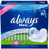 Always Maxi Size 2 Long Super Pads with Wings, Unscented, 45 Count HSA ...